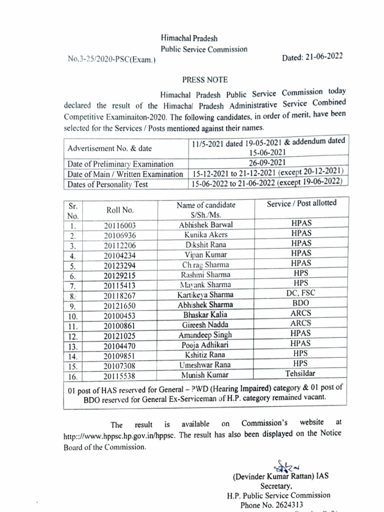 No.3-25/2020-PSC (Exam.) : Date of Preliminary Examination | PDF ...