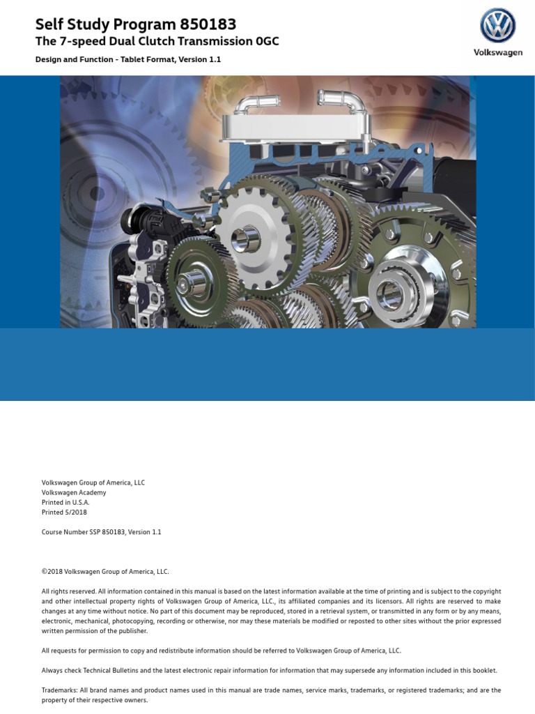 7 Speed Dual Clutch Transmission 0gc | PDF | Pump | Valve