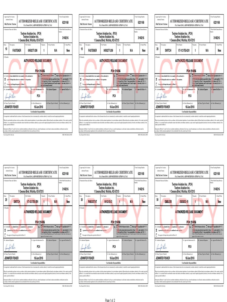 8130 | PDF | Federal Aviation Administration | Aircraft
