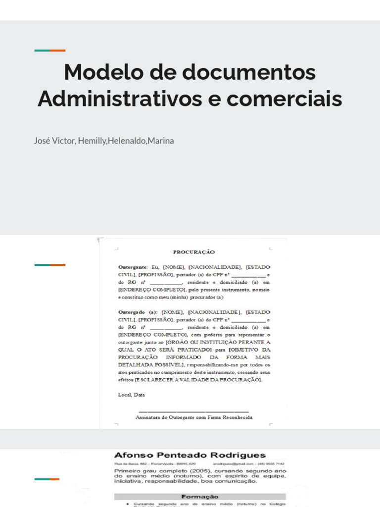 Modelo de Documentos Administrativos e Comerciais | PDF