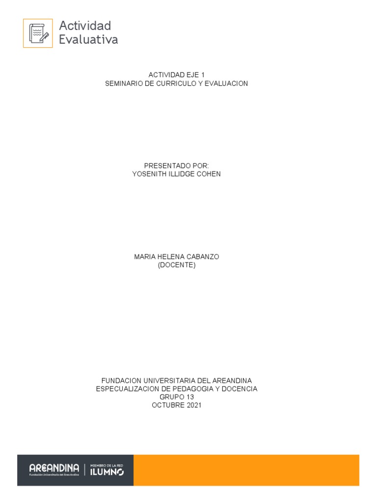Tarea-1. Eje 1. Curriculo y Evaluacion | PDF | Plan de estudios | Evaluación