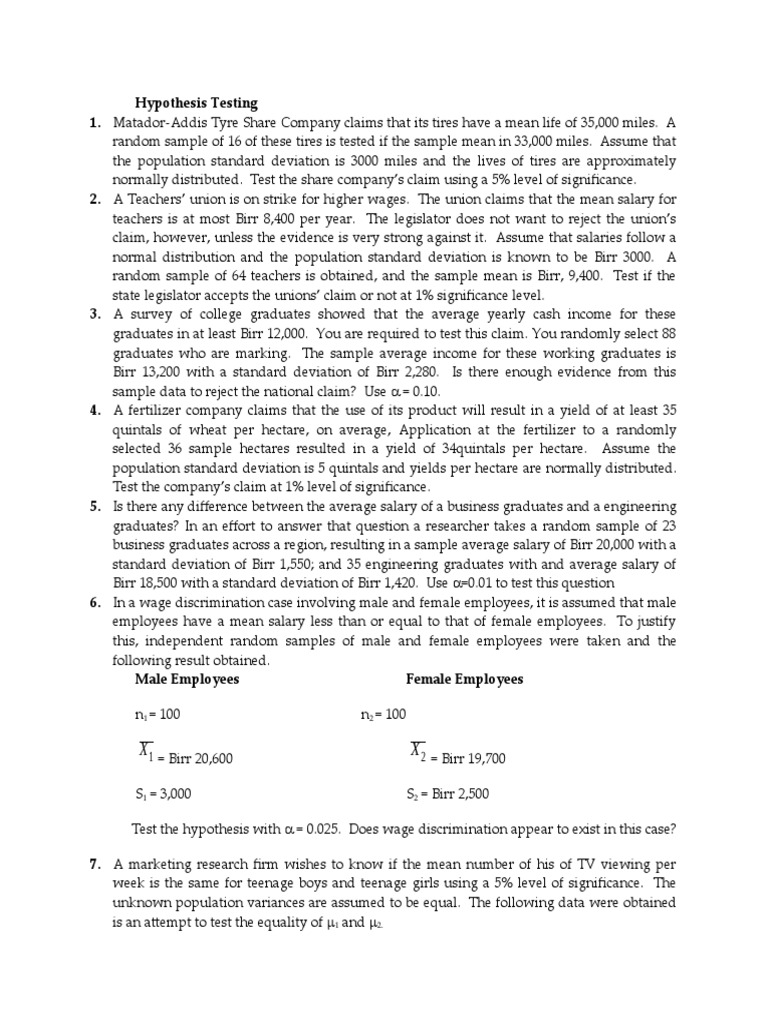 Hypothesis Testing | PDF | Standard Deviation | Normal Distribution