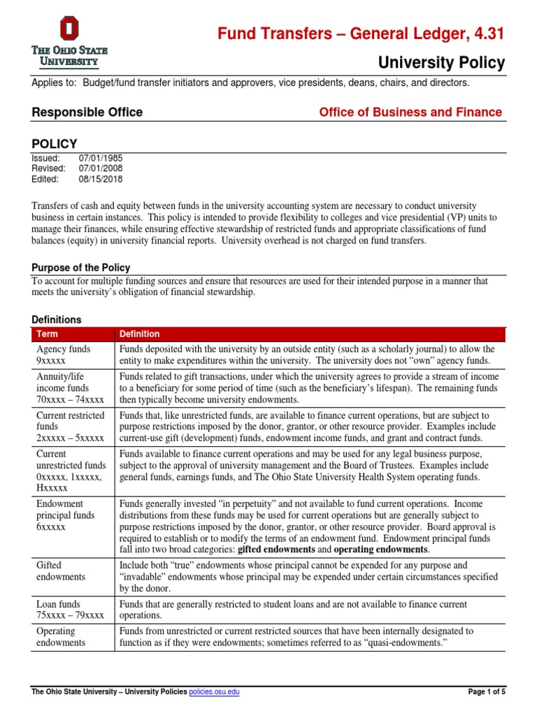 Agency Funds and Fund Transfers Policy | PDF | Financial Endowment ...