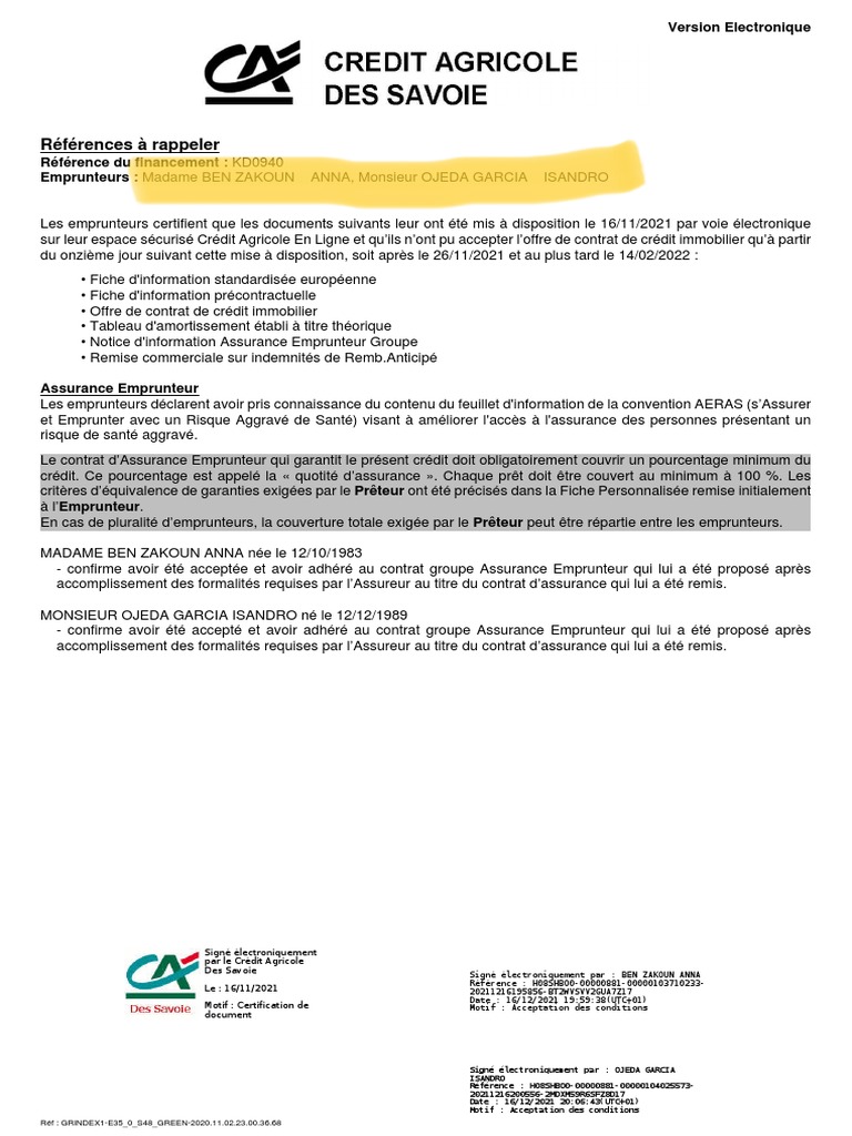 Contrat de Crédit Immobilier | PDF | Prêts | Assurance de prêt