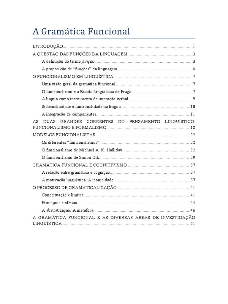 A Gramática Funcional - Maria Helena de Moura Neves | PDF | Linguística ...