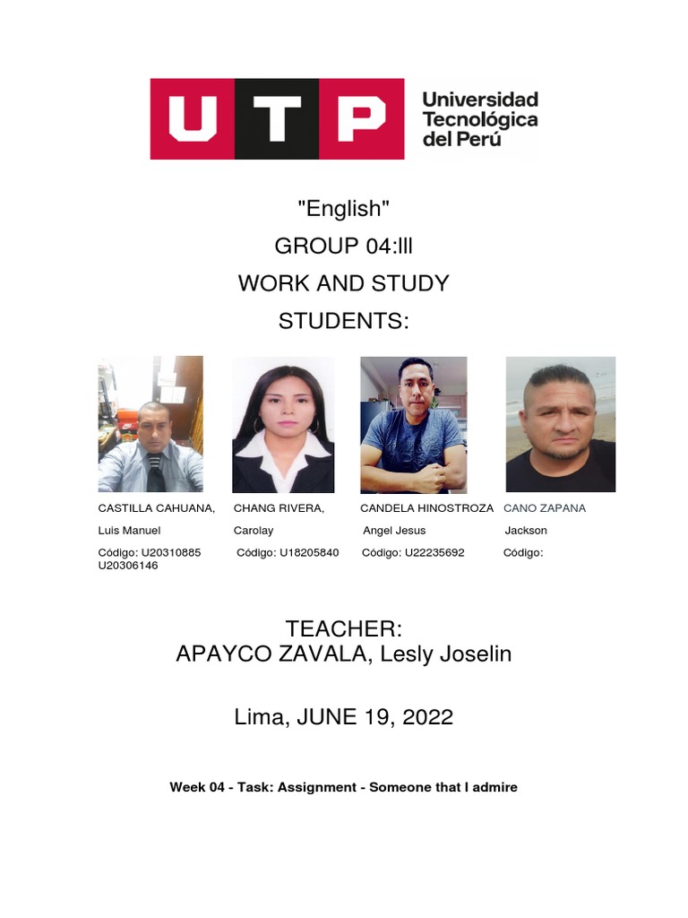 Assignment: Someone I Admire | PDF