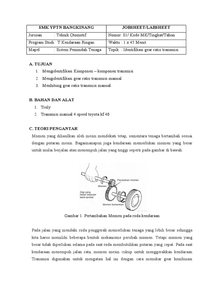 Jobsheet Transmisi | PDF