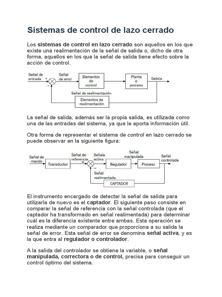 Sistemas de Control de Lazo Cerrado | PDF | Sistema de control ...