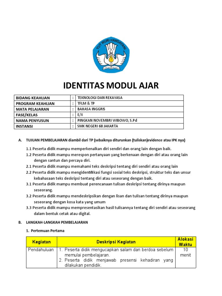 Template Modul Ajar | PDF