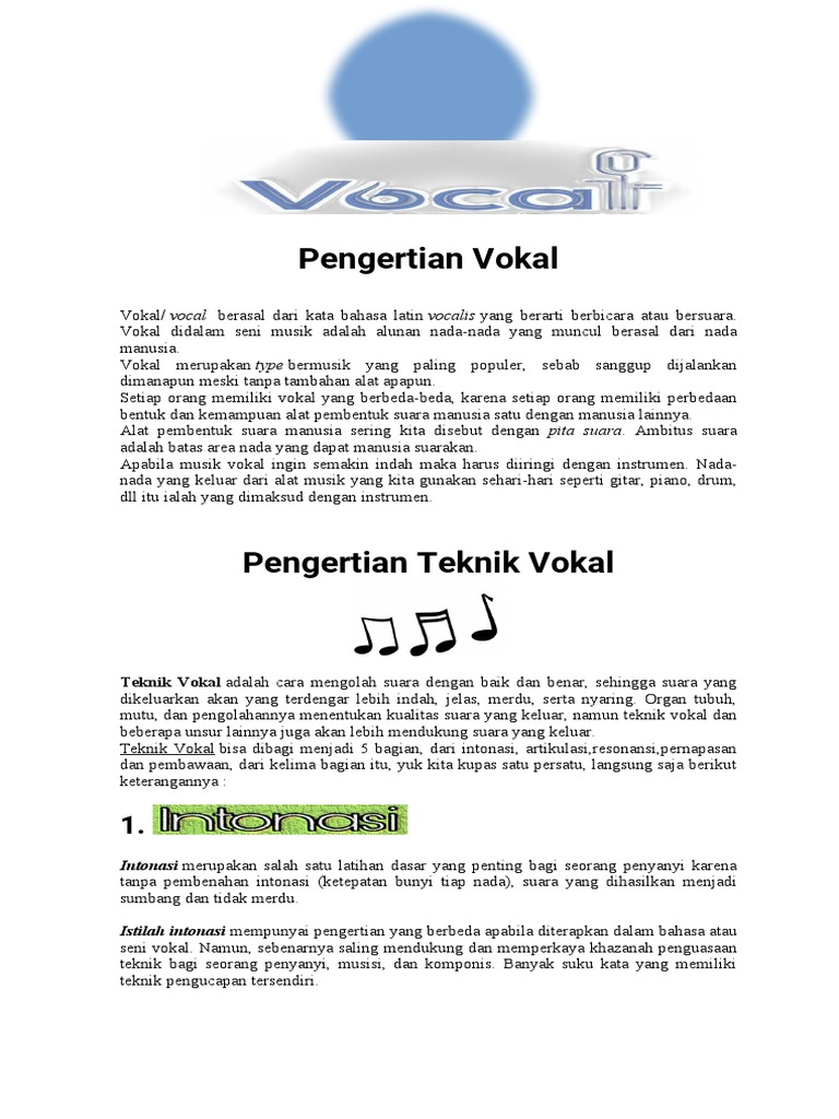 Pengertian Teknik Vokal | PDF