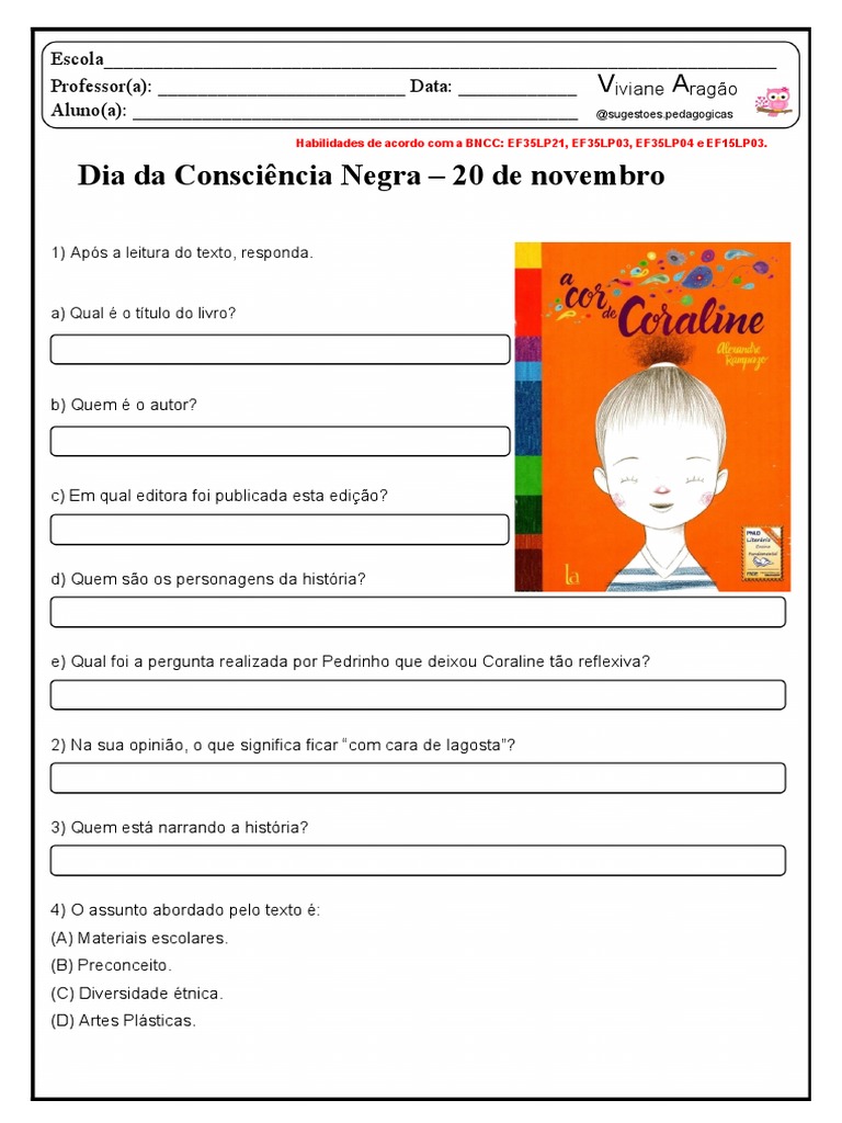 A Cor de Coraline - Atividades | PDF