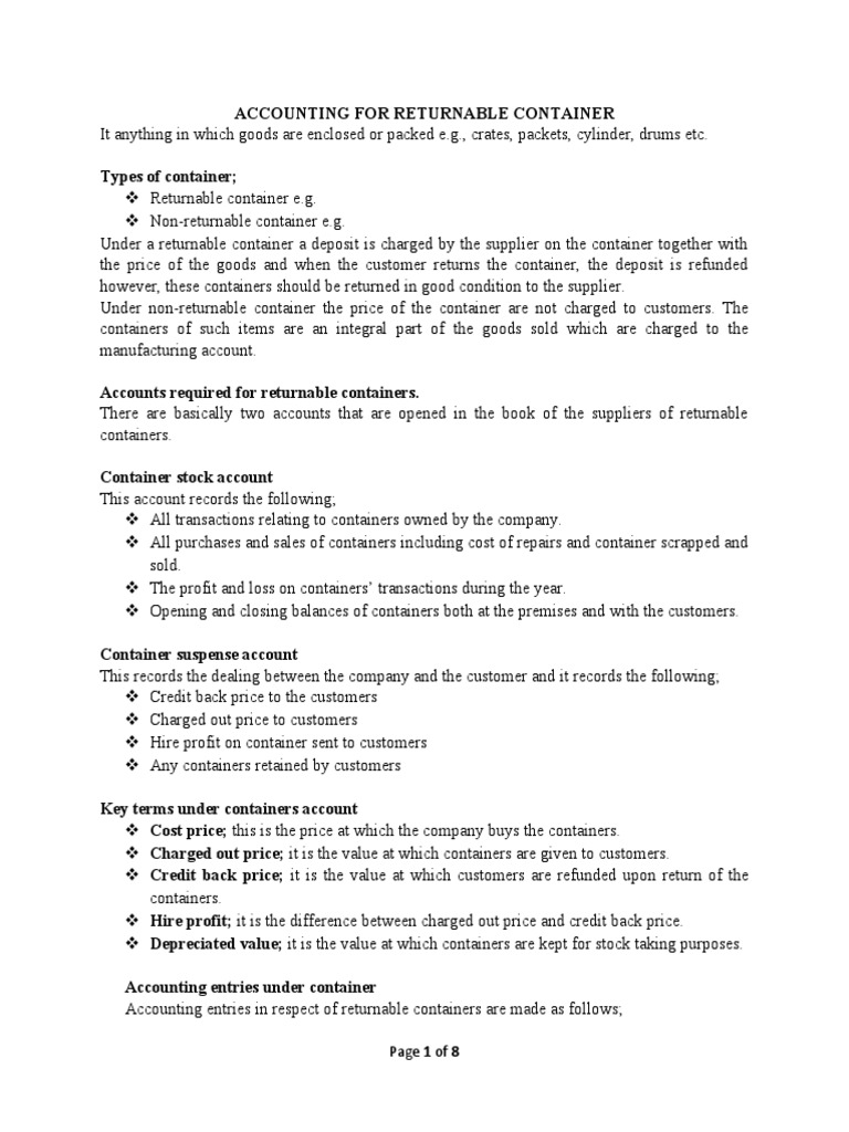Container and Royalty Accounts | PDF | Lease | Property