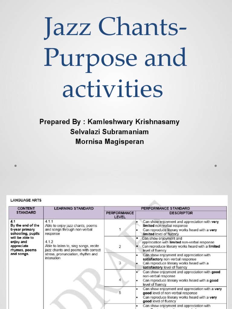 Jazz Chants - Purpose and Activities | PDF