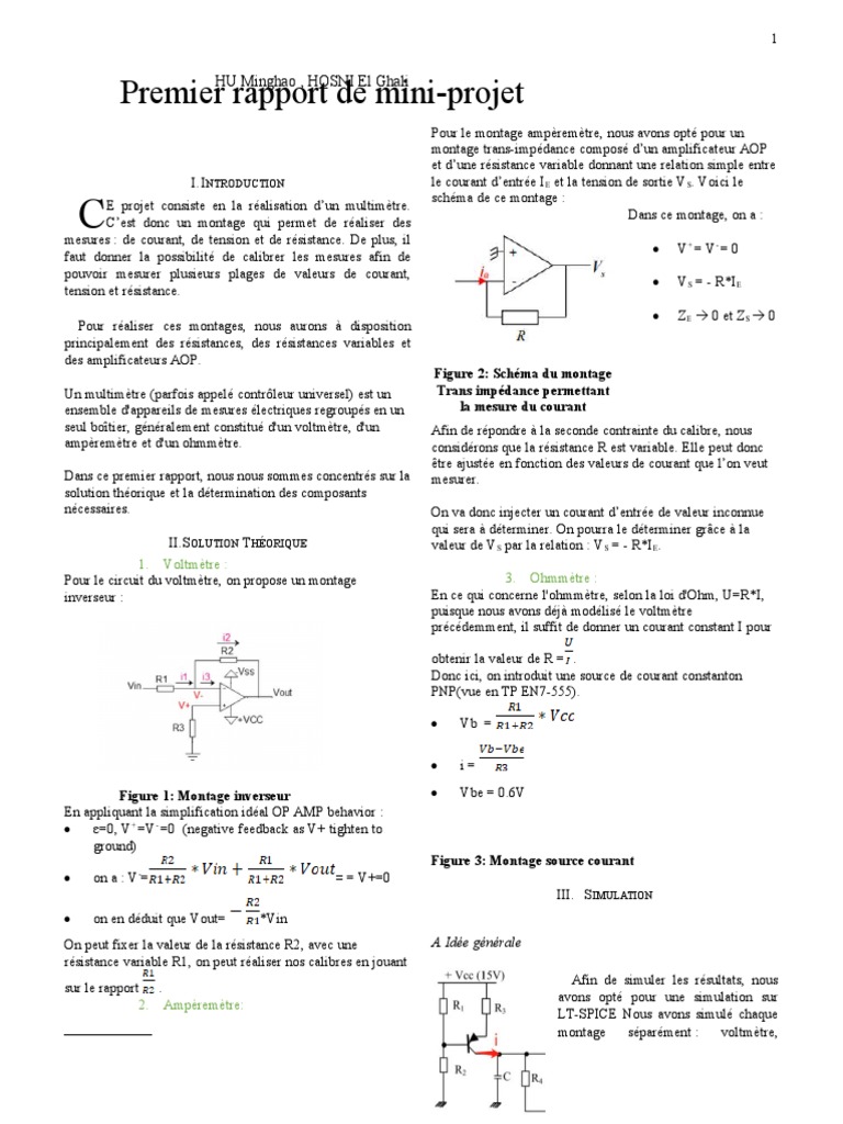 Rapport MiniProjet | PDF | Amplificateur opérationnel | Amplificateur électronique