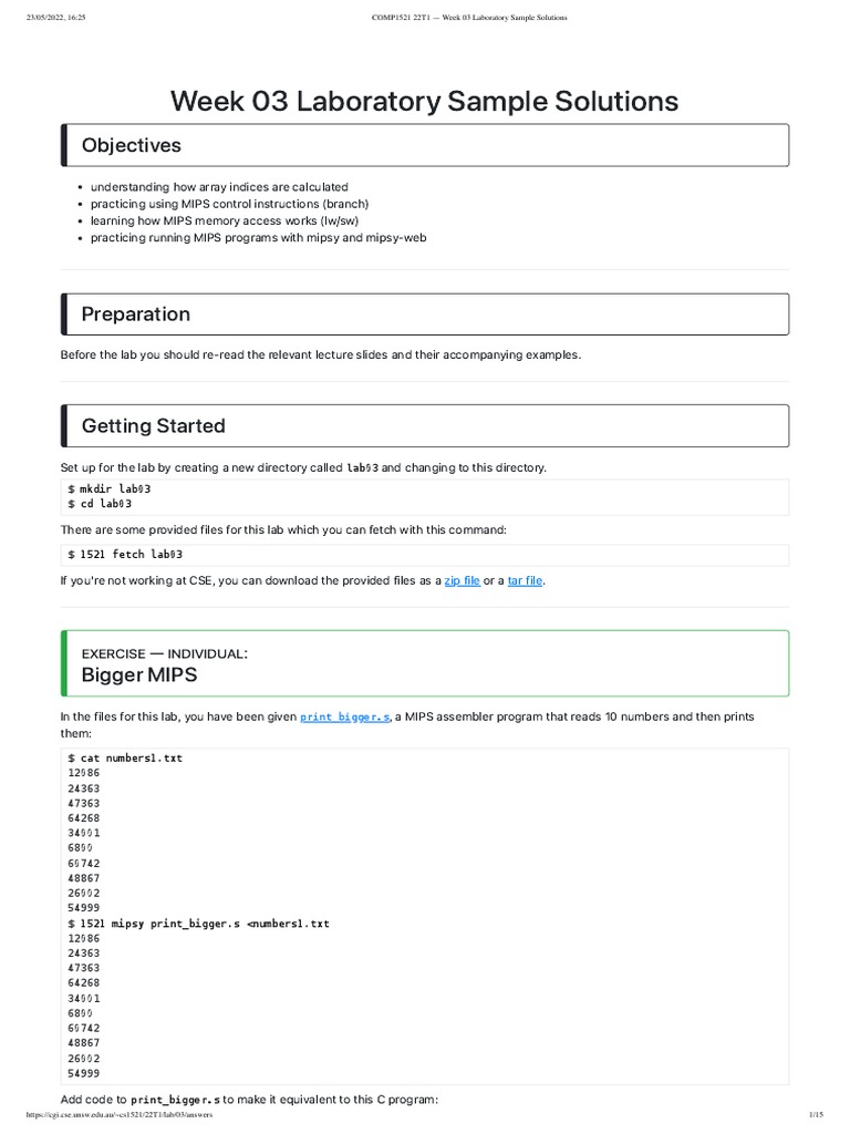 COMP1521 22T1 - Week 03 Laboratory Sample Solutions | Descargar gratis ...