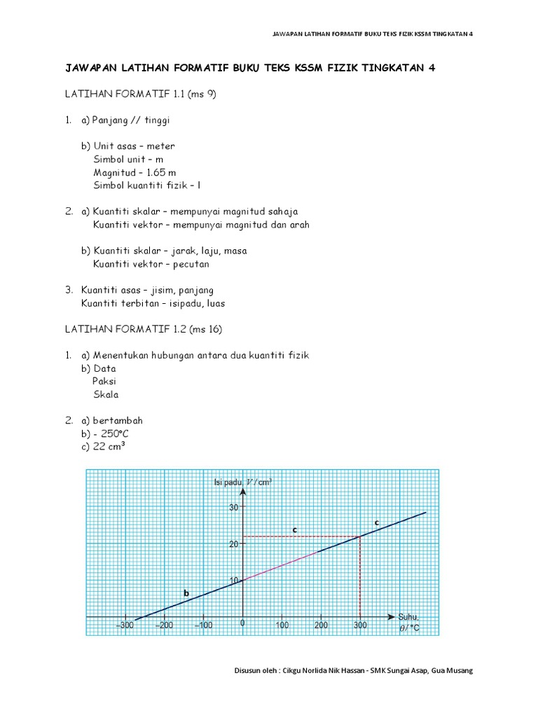 Jawapan Latihan Formatif Buku Teks KSSM Fizik Tingkatan 4 | PDF