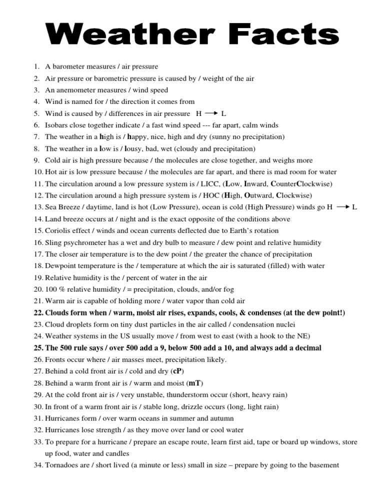 Weather Key Facts | PDF