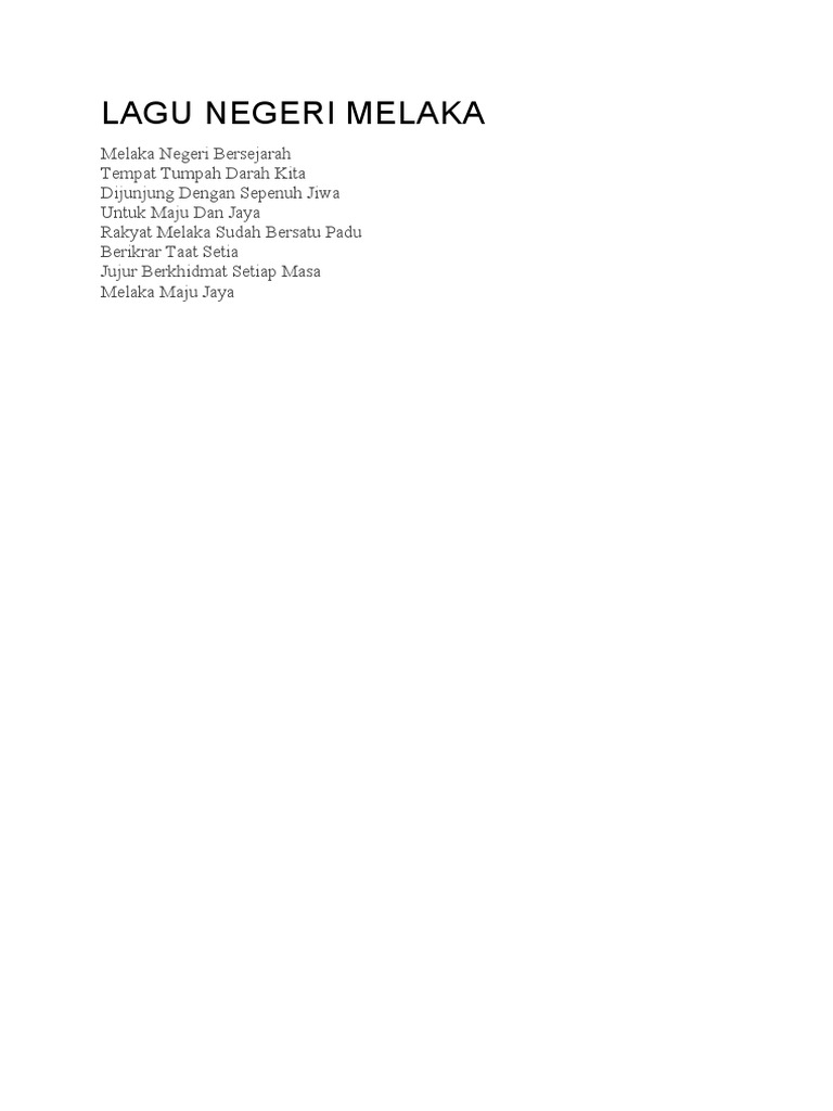 Lagu Negeri Melaka | PDF