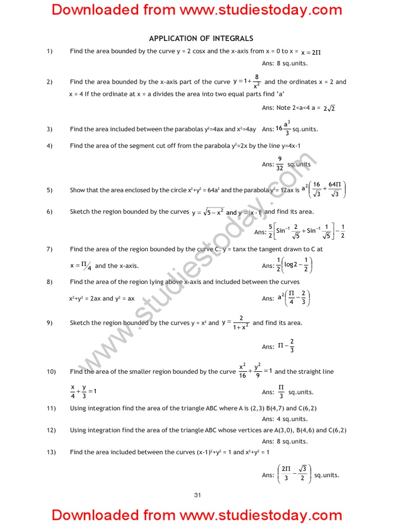Application of Integrals | PDF | Geometric Shapes | Area