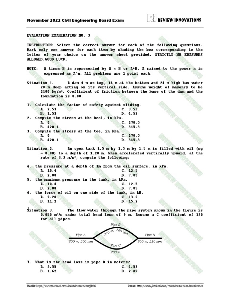 November 2022 Civil Engineering Board Exam: Review Innovations | PDF ...