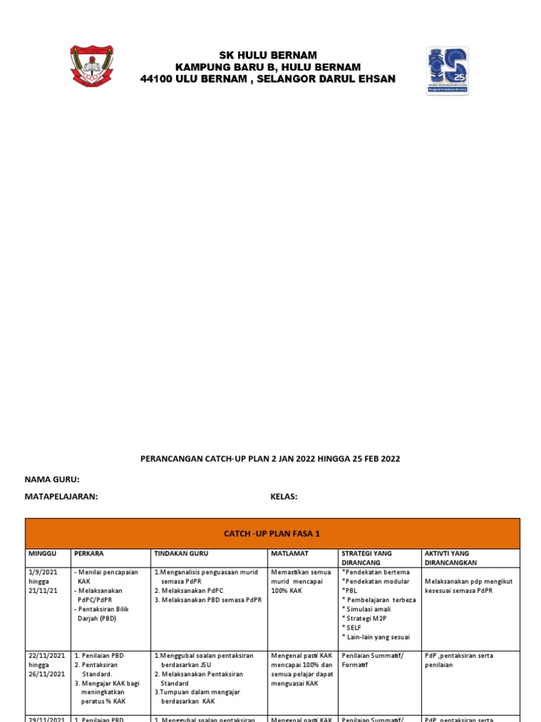 CATCH Up Plan GURU - MATEMATIK TAHUN 4 | PDF