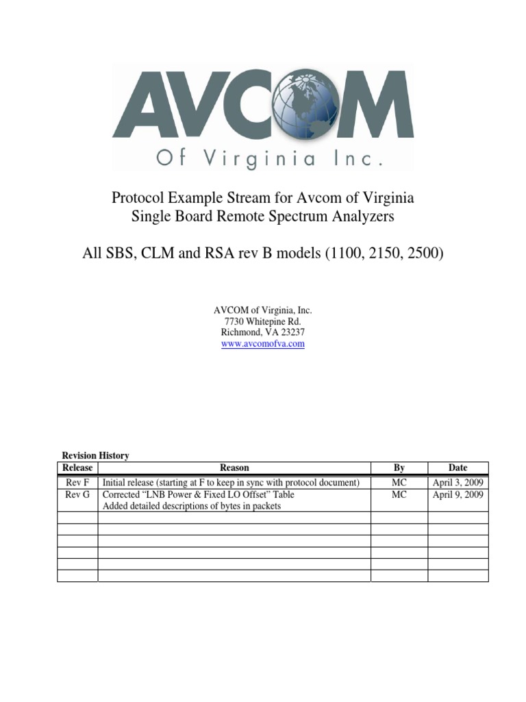 Avcom Spectrum Analyzer Protocol Guide | PDF | Computing | Computer Science