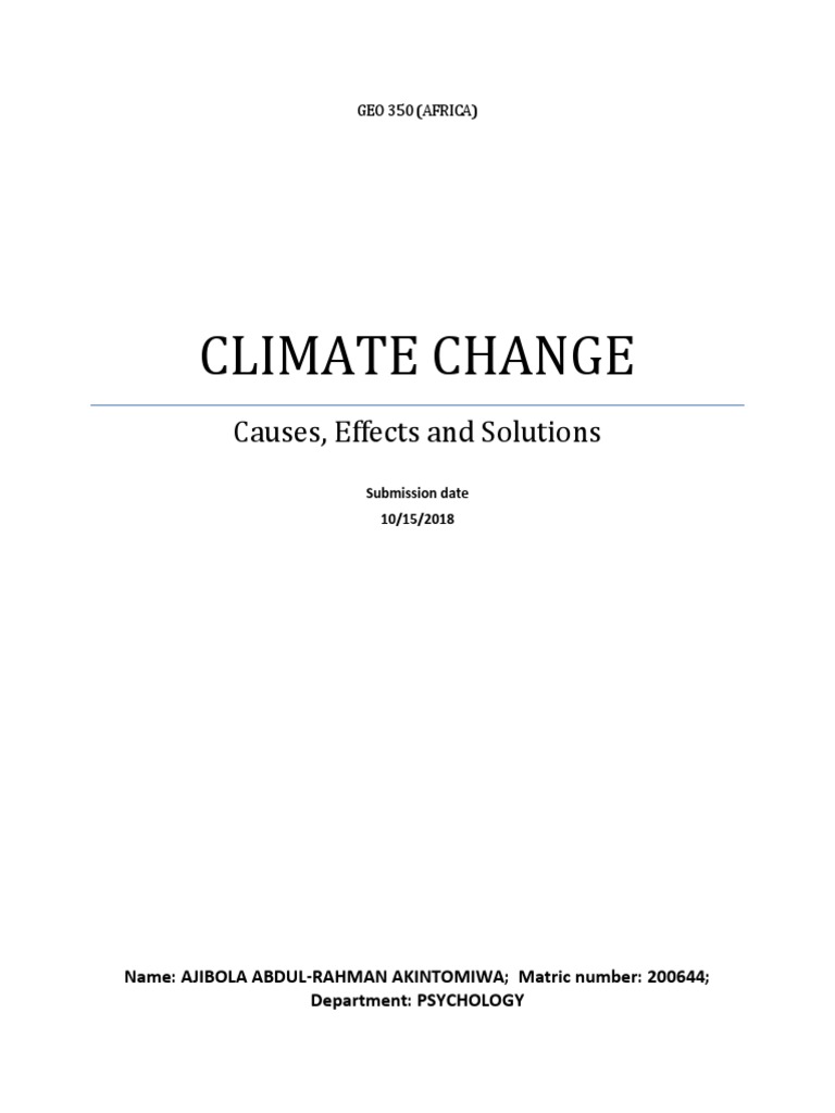 Climate Change: Causes, Effects and Solutions | Download Free PDF ...