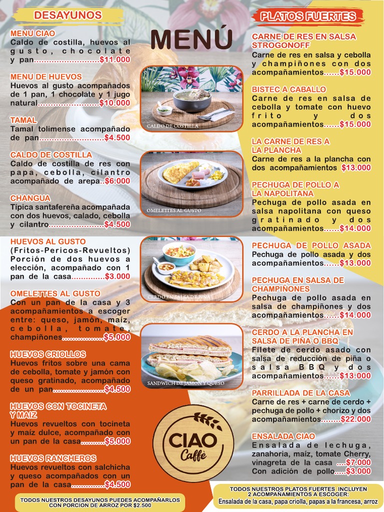 Carta Menu Ciao | PDF