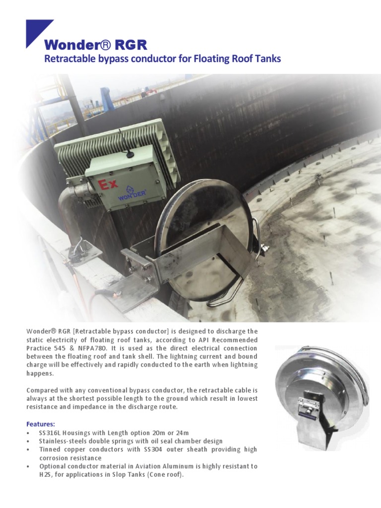 Wonder® RGR: Retractable Bypass Conductor For Floating Roof Tanks | PDF ...