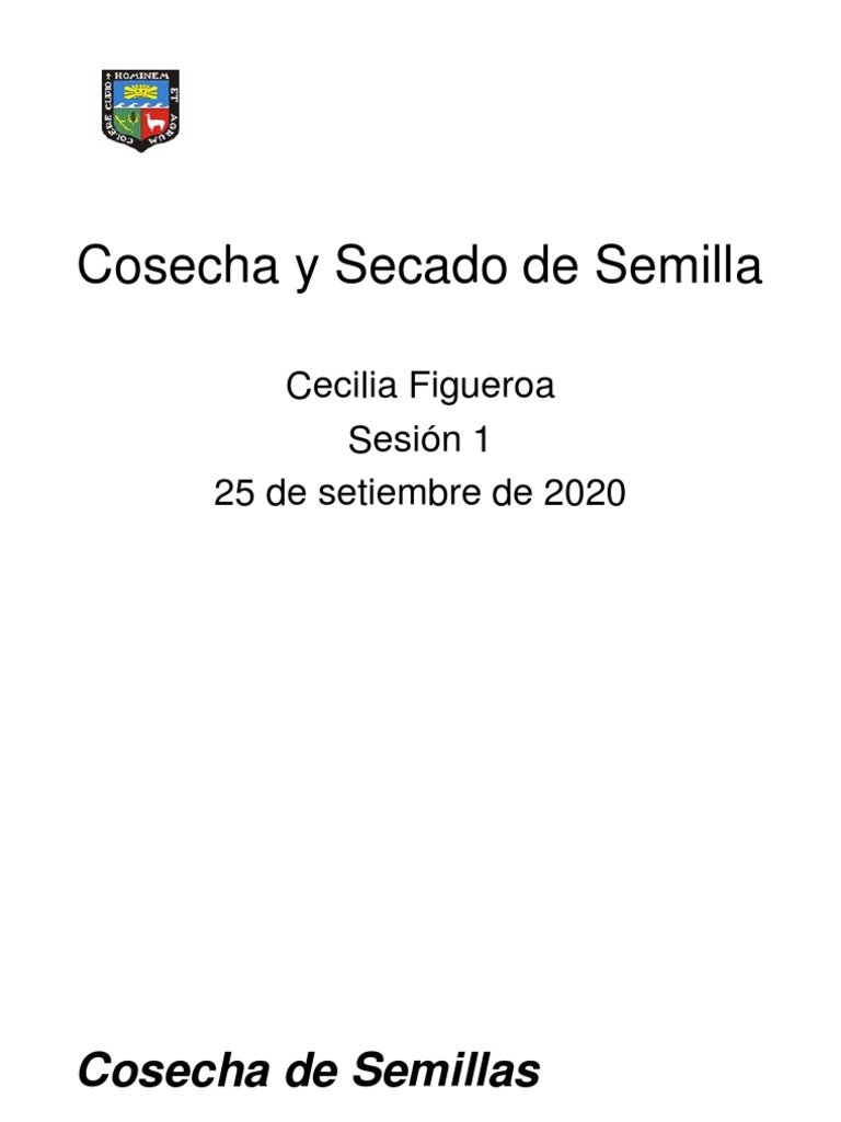 Cosecha Y Secado De Semillas Pdf Cosecha