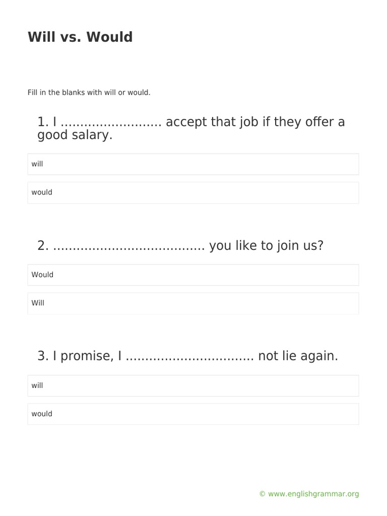 Will vs. Would | PDF