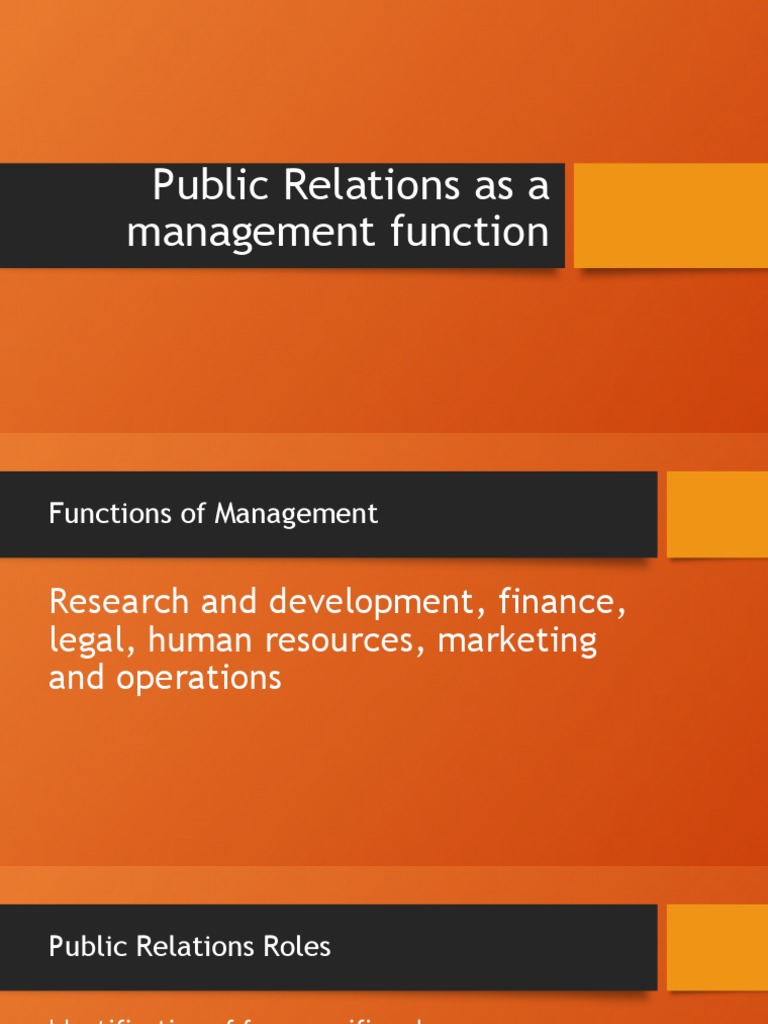 Public Relations As A Management Function | PDF | Public Relations ...