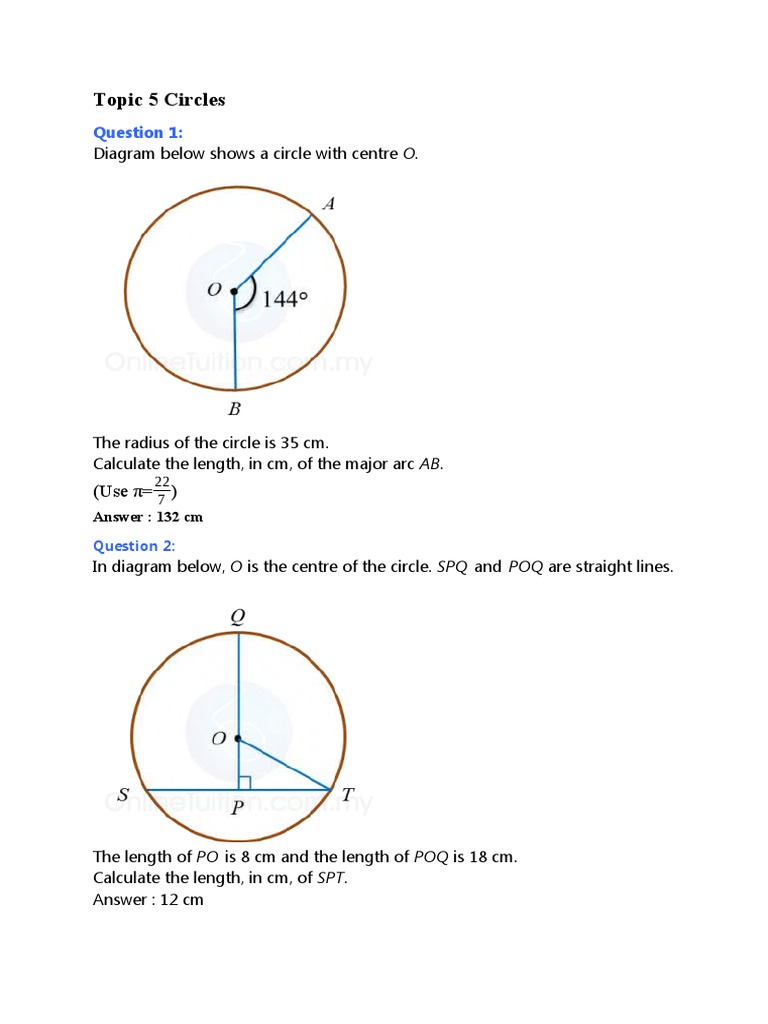 Geometry of Circles: Calculating Arc Lengths, Areas of Shaded Regions ...