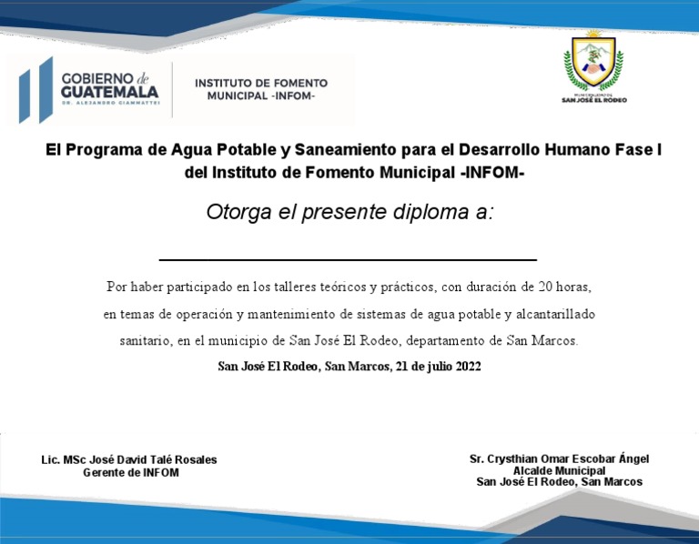 Diploma San José El Rodeo, San Marcos, Guatemala | PDF | Finanzas y ...