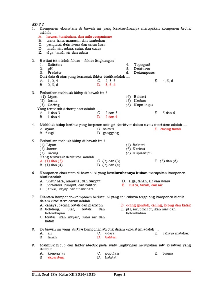 Latihan Usbn Ipa 2018 Kelas Xii | PDF
