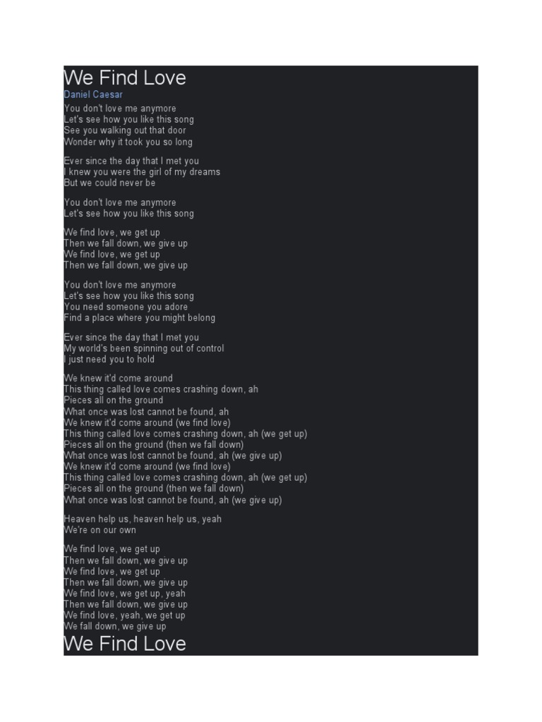 We Find Love: Daniel Caesar | PDF