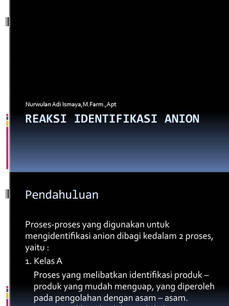 Identifikasi Anion dalam Reaksi Kimia | PDF