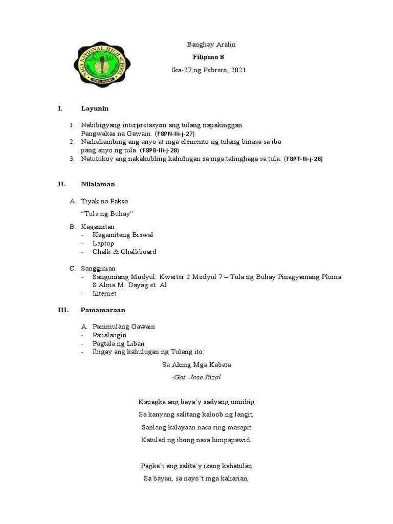 Banghay Aralin Ika 27 NG Pebrero | PDF