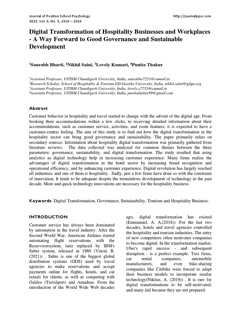 Digital Transformation in Hospitality | PDF | Analytics | Governance