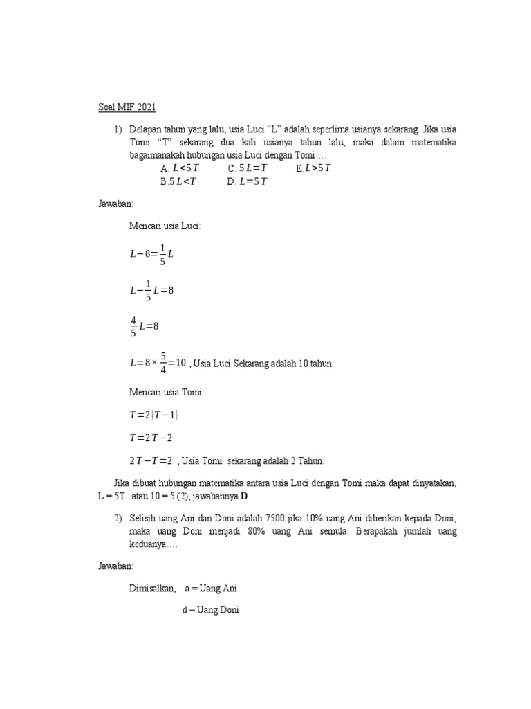 Soal MIF - 2021 | PDF