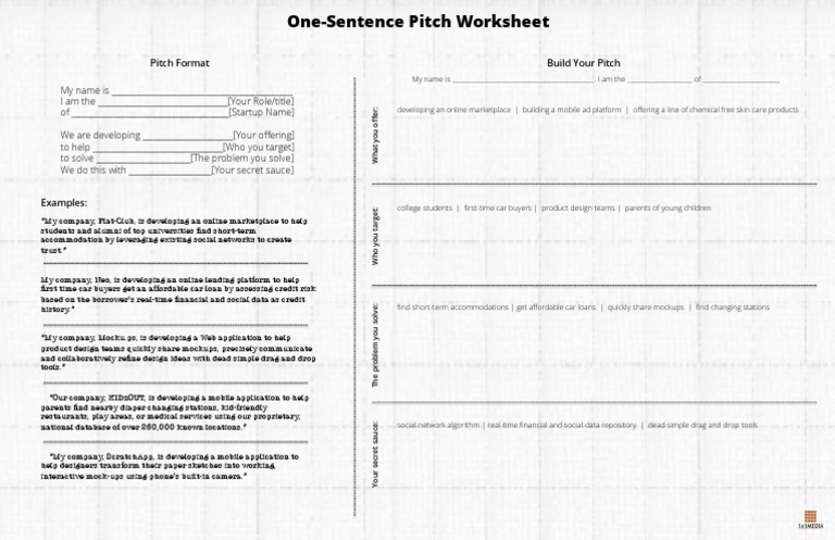 IR 1 Sentence Pitch Worksheet | PDF | Loans | Information Technology
