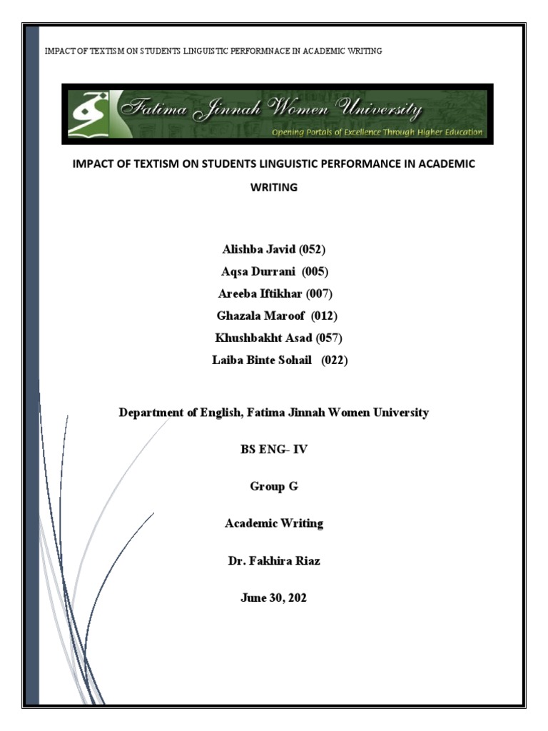 Impact of Textism On Students Linguistic Performance in Academic ...