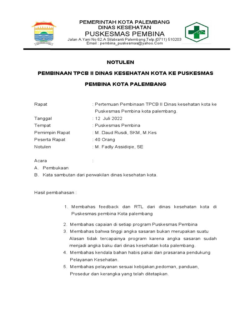 Notulen TPCB | PDF | Karier & Perkembangan