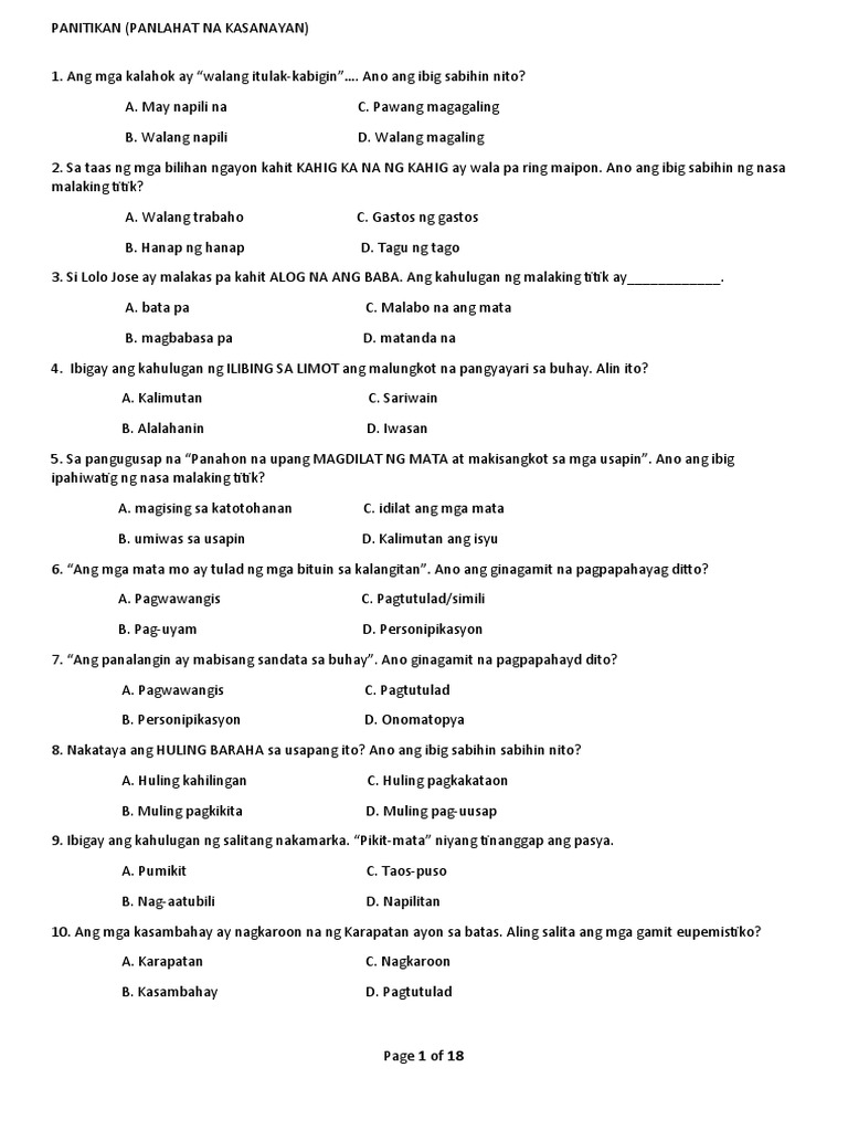 Filipino Panitikan | PDF