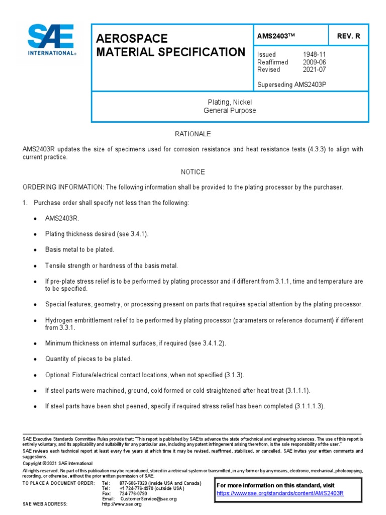 AMS-2403 - Plating, Nickel General Purpose | PDF | Specification ...