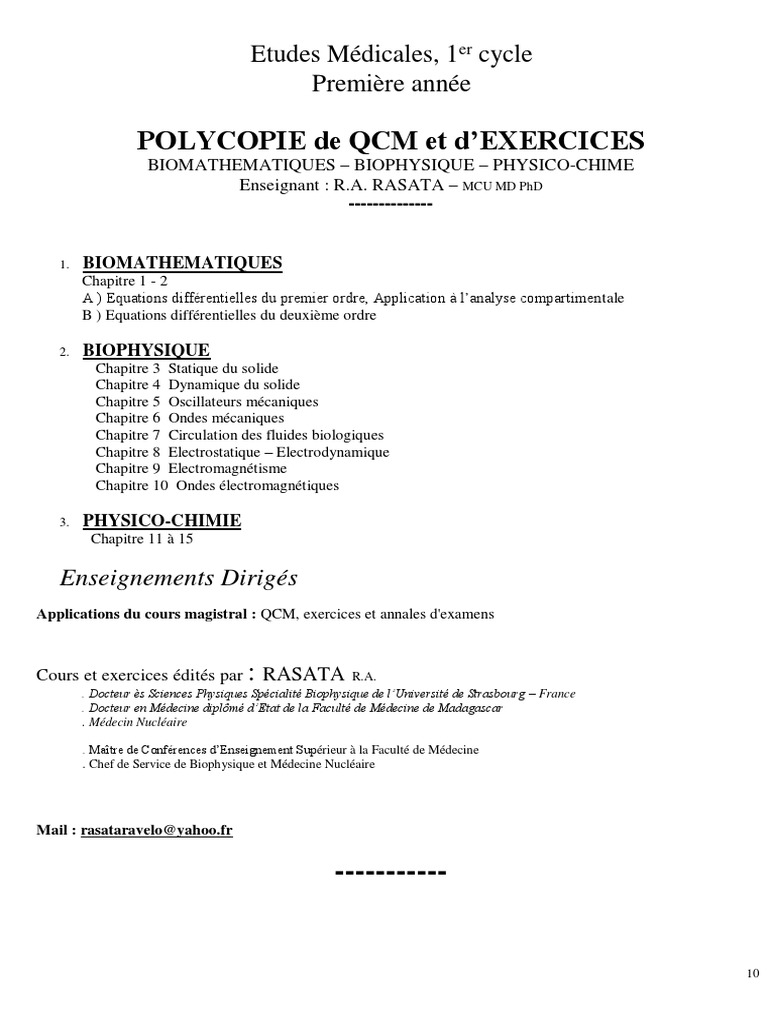 Exercice Biophysique PACES | PDF | Radioactivité | Muscle squelettique