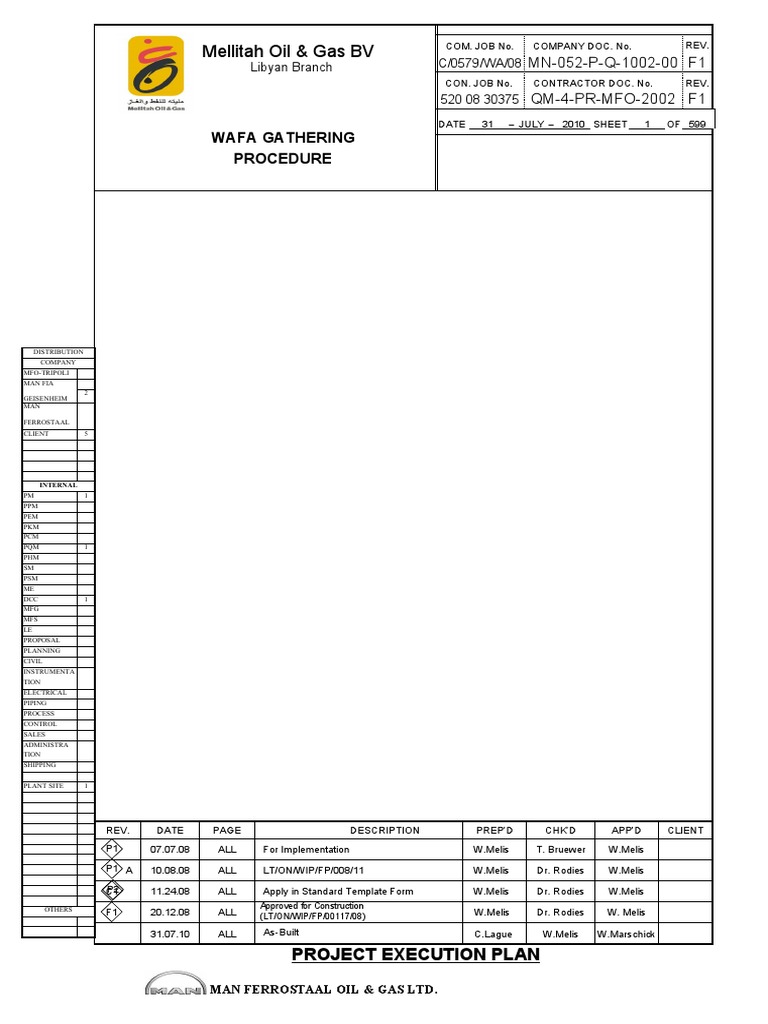 Mellitah Oil & Gas BV: Wafa Gathering Procedure | PDF | Energy Industry ...