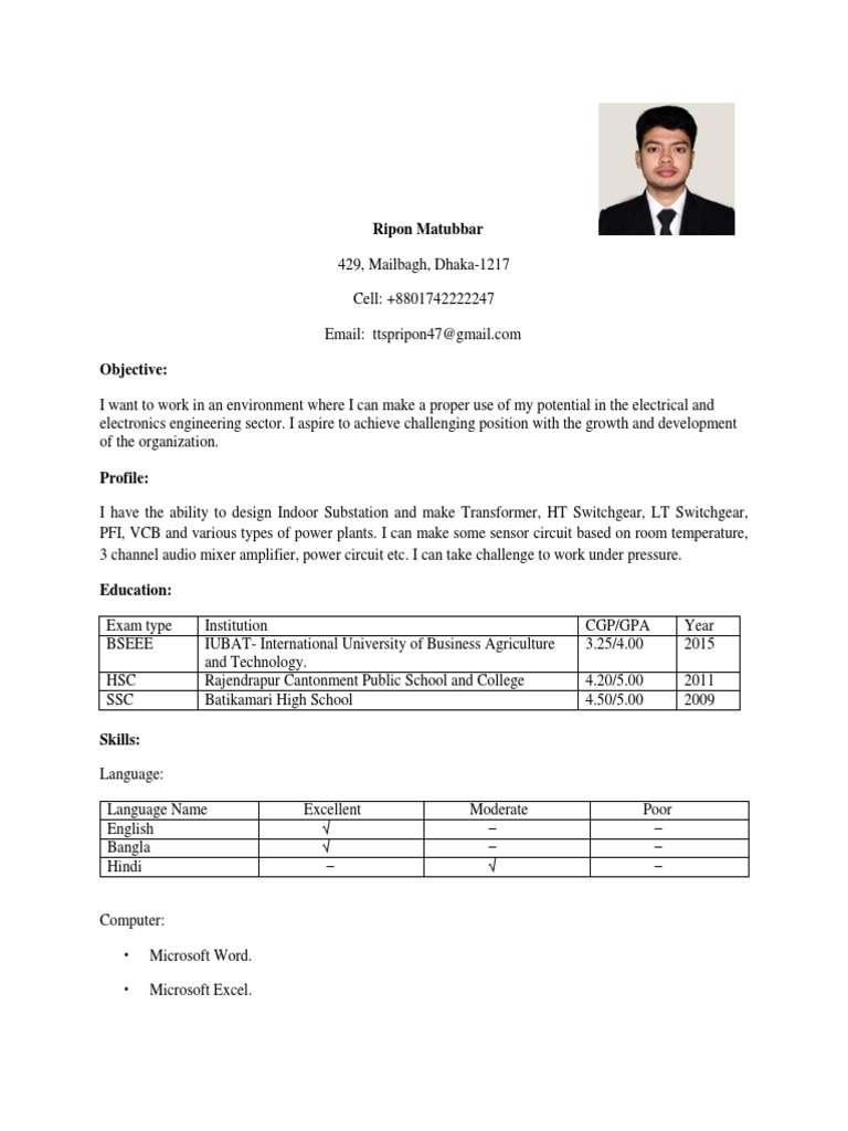 Ripon CV PDF | PDF | Electrical Engineering | Computing