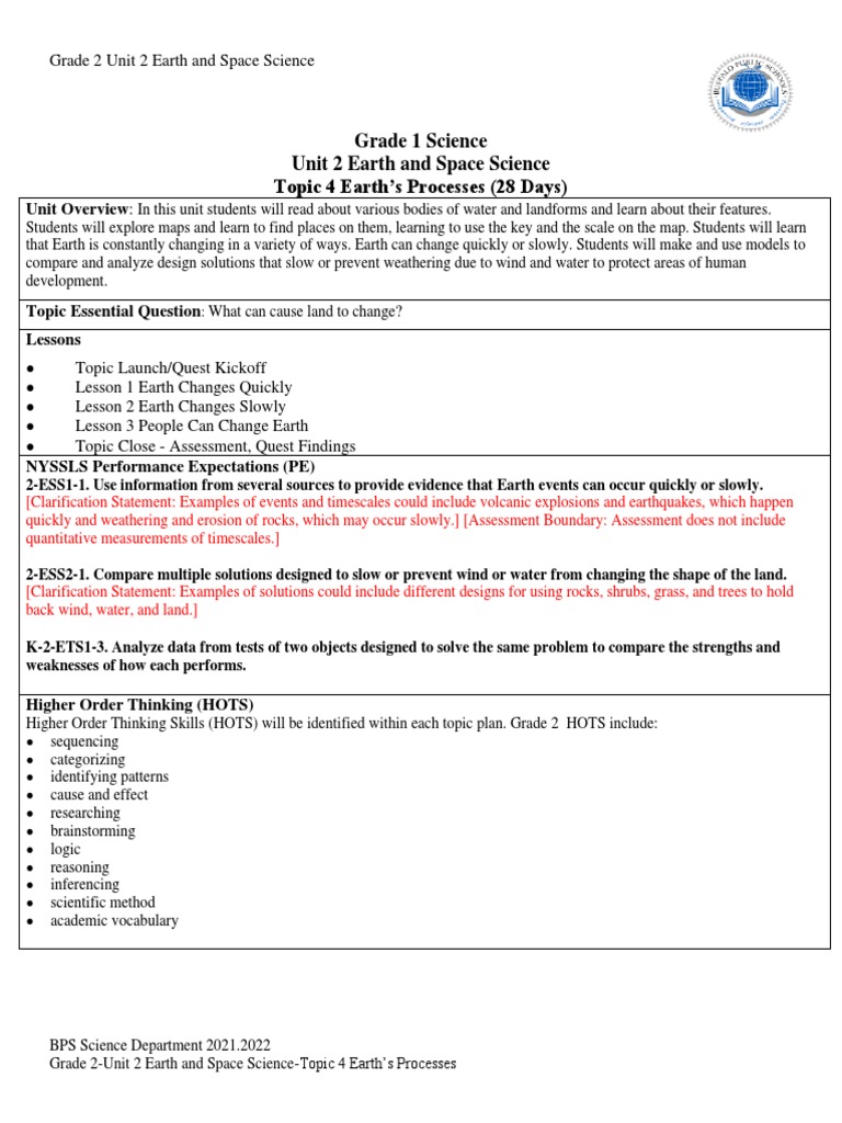 Grade 2 Earth and Space Science Unit | PDF | Earth | Science