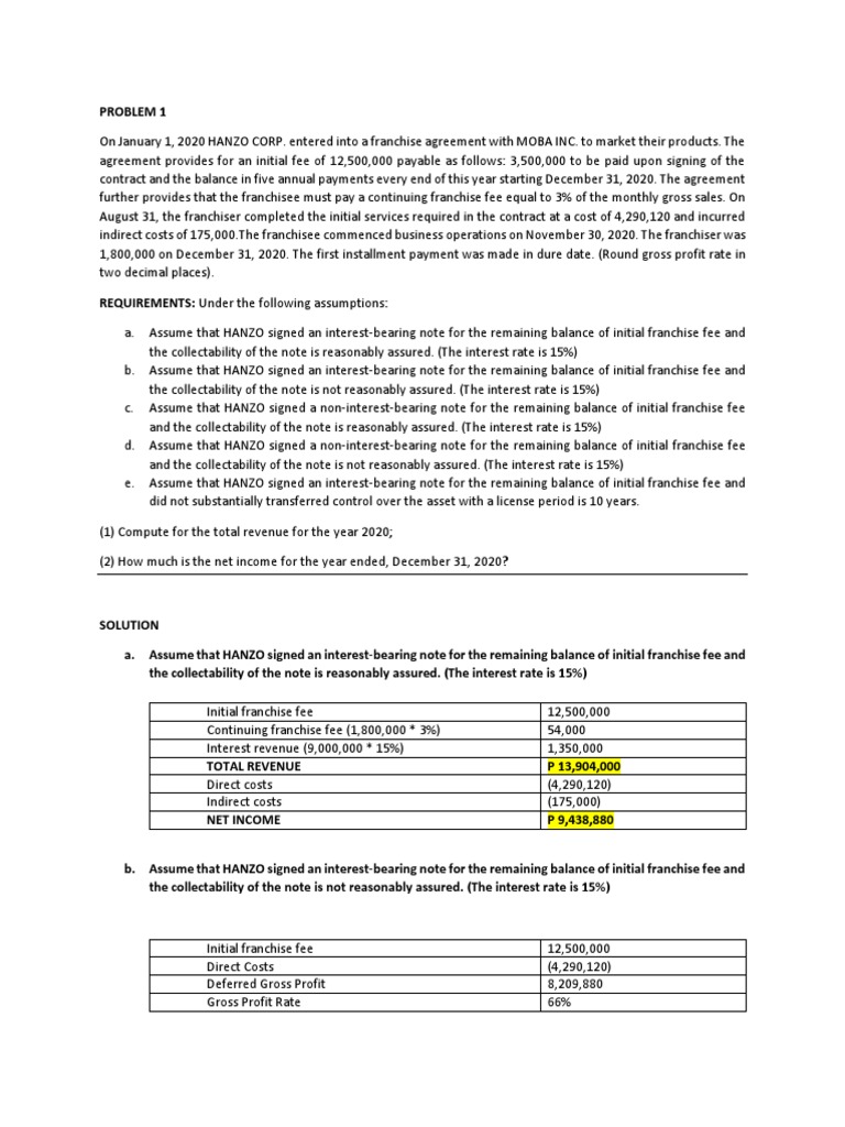 Franchise & Consignment Problems | PDF | Franchising | Revenue